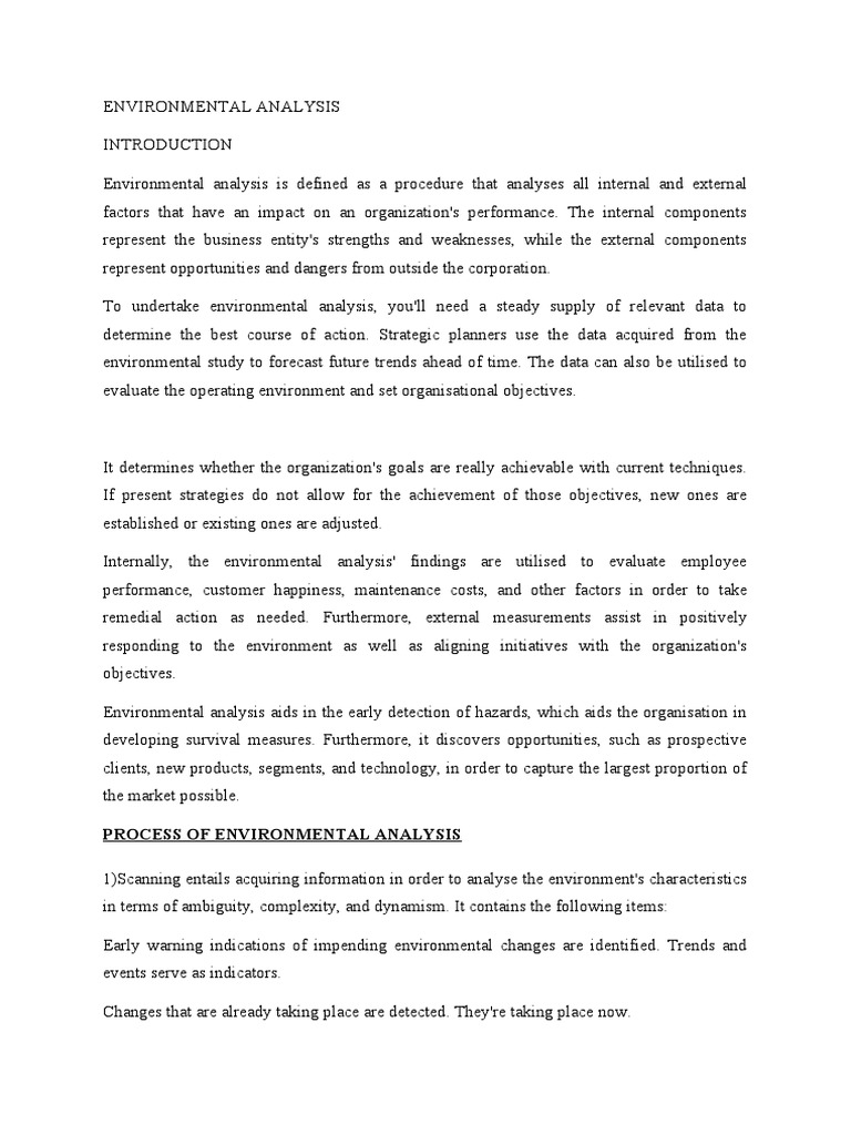 Process of Environmental Analysis | PDF | Audit | Business Economics