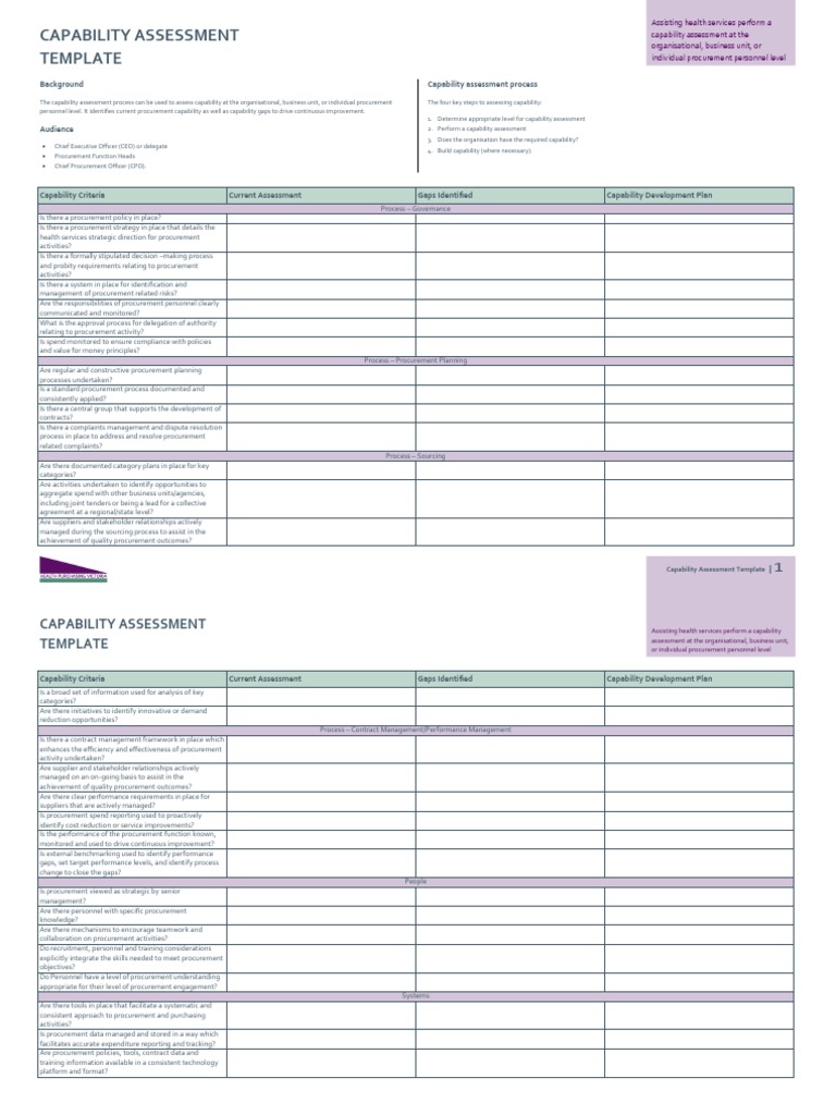 Capability Assessment Template | PDF