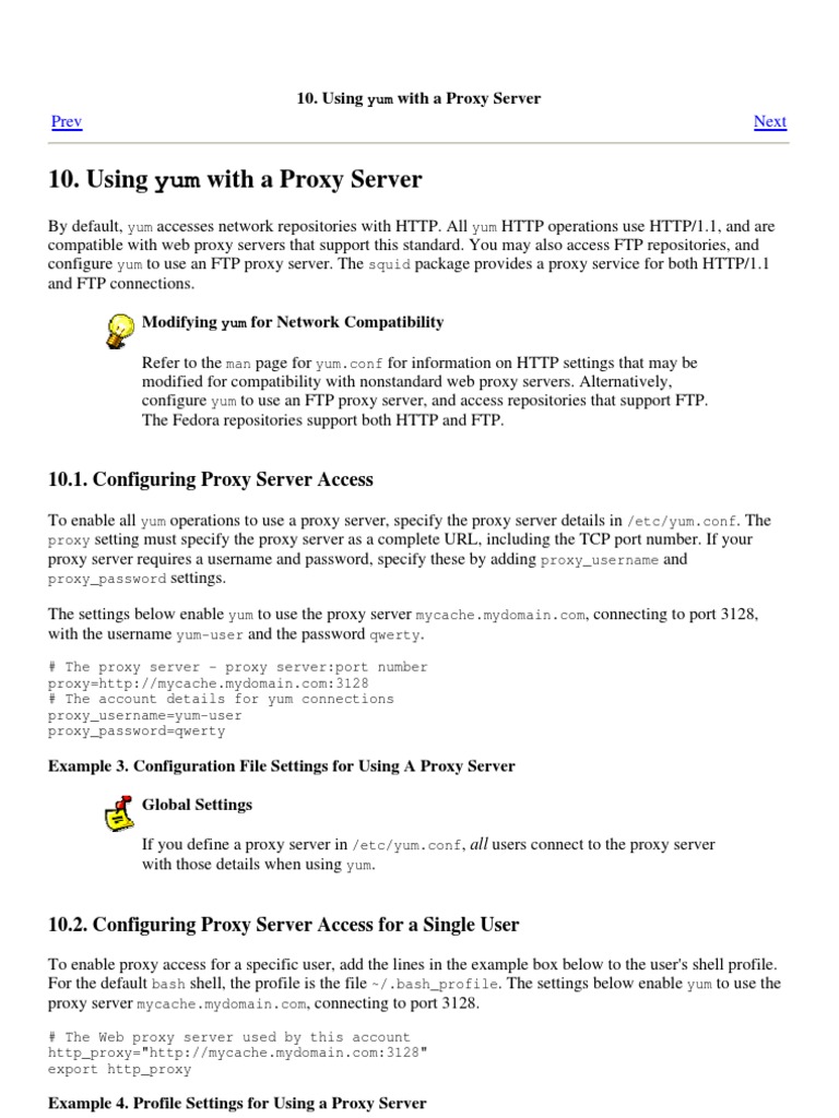YUM With A Proxy Server | PDF | File Transfer Protocol | Proxy Server