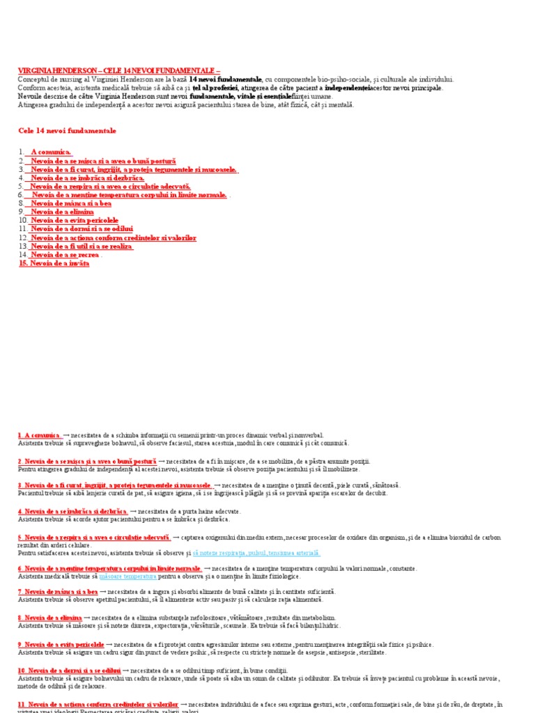 Cele 14 Nevoi Fundamentale | PDF