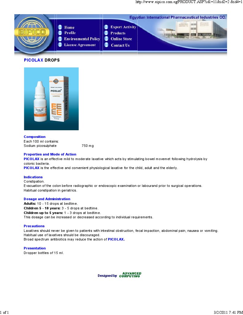 Picolax Drops: Dosage and Uses | PDF | Wellness | Science & Mathematics