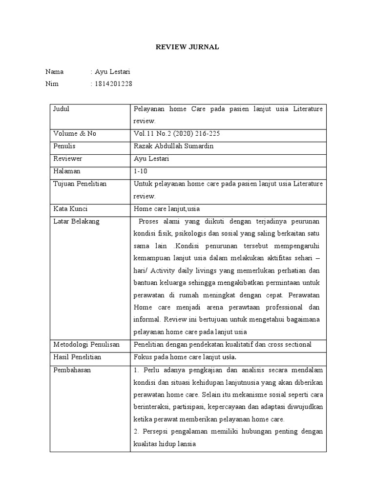 REVIEW JURNAL Ayu Lestari | PDF