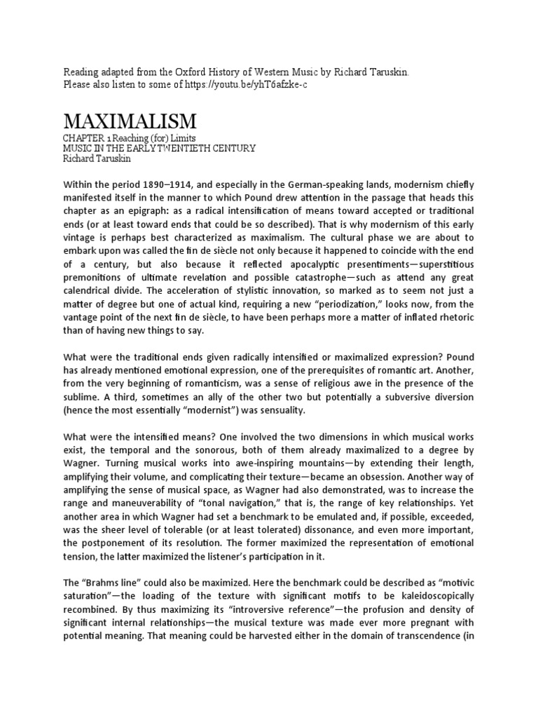 Maximalism: CHAPTER 1 Reaching (For) Limits Music in The Early ...