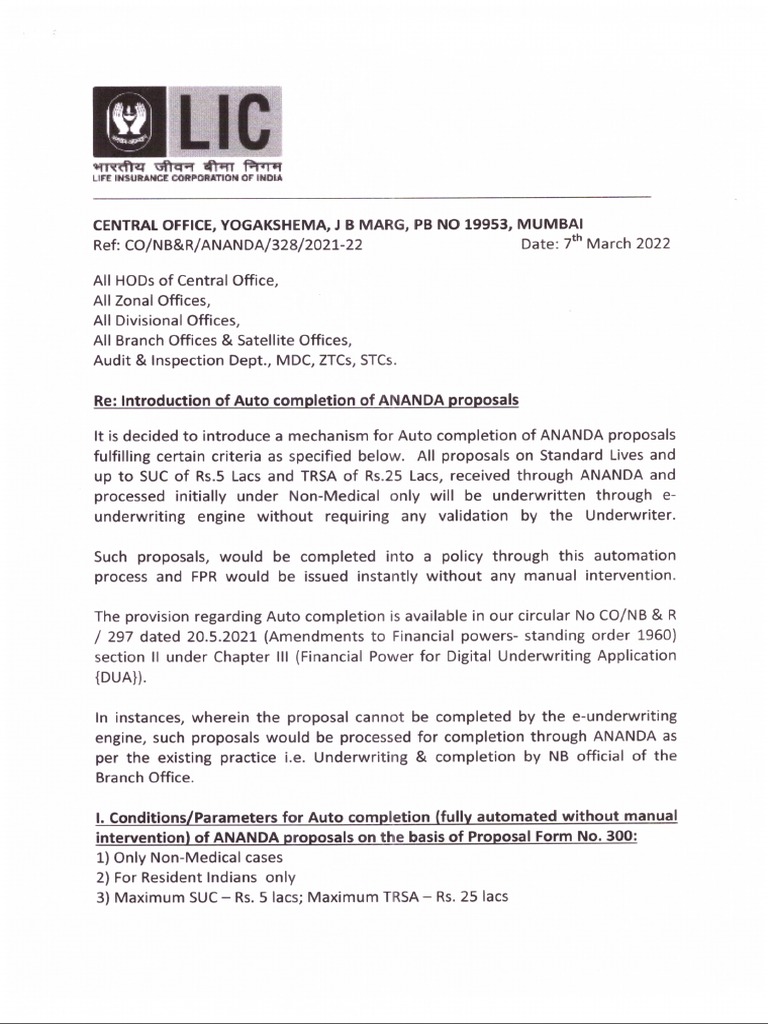 Administrative Instructions For Auto Completion of ANANDA Proposals | PDF