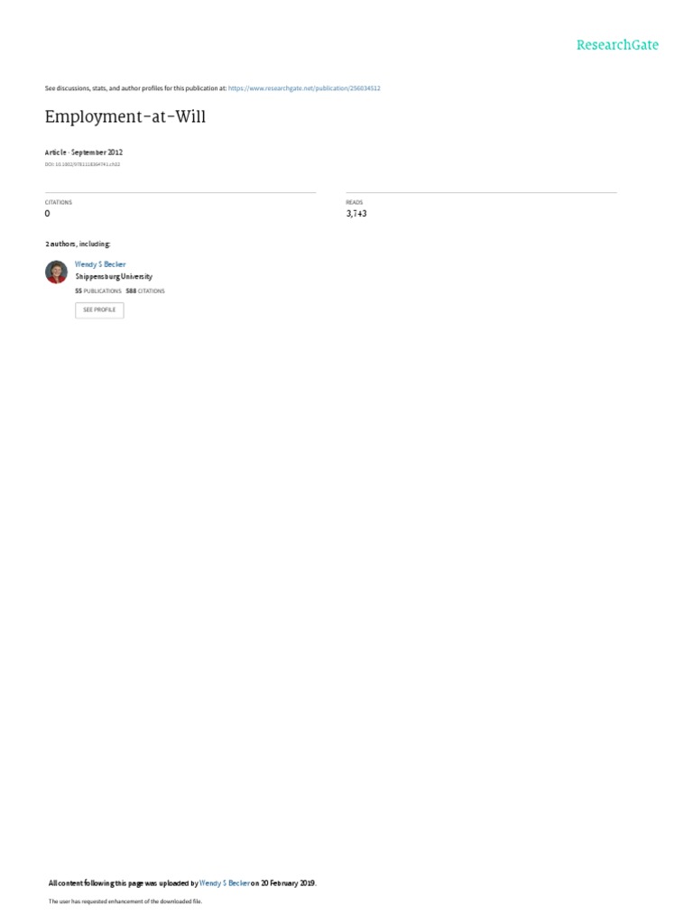 Employment at Will | PDF | At Will Employment | Employment