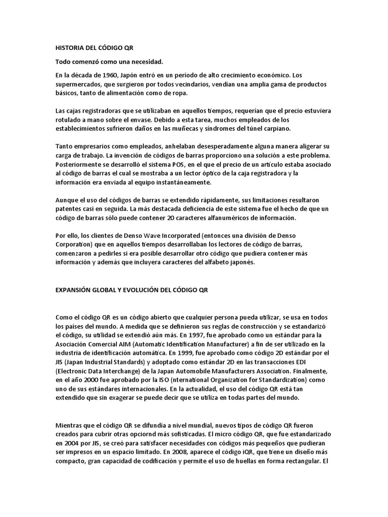 Historia | PDF | Código QR | Ciencias de la Computación