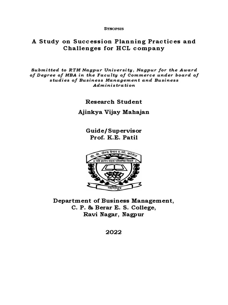 Front Page of Synopsis | PDF