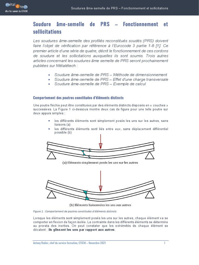 Soudure Ame Semelle de PRS 1 Fonctionnement | PDF | Flexion (matériau) | Ingénierie mécanique