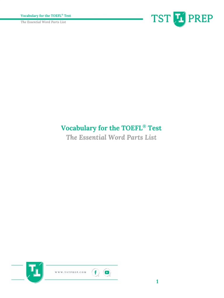 Essential Word Parts List, TST Prep | PDF