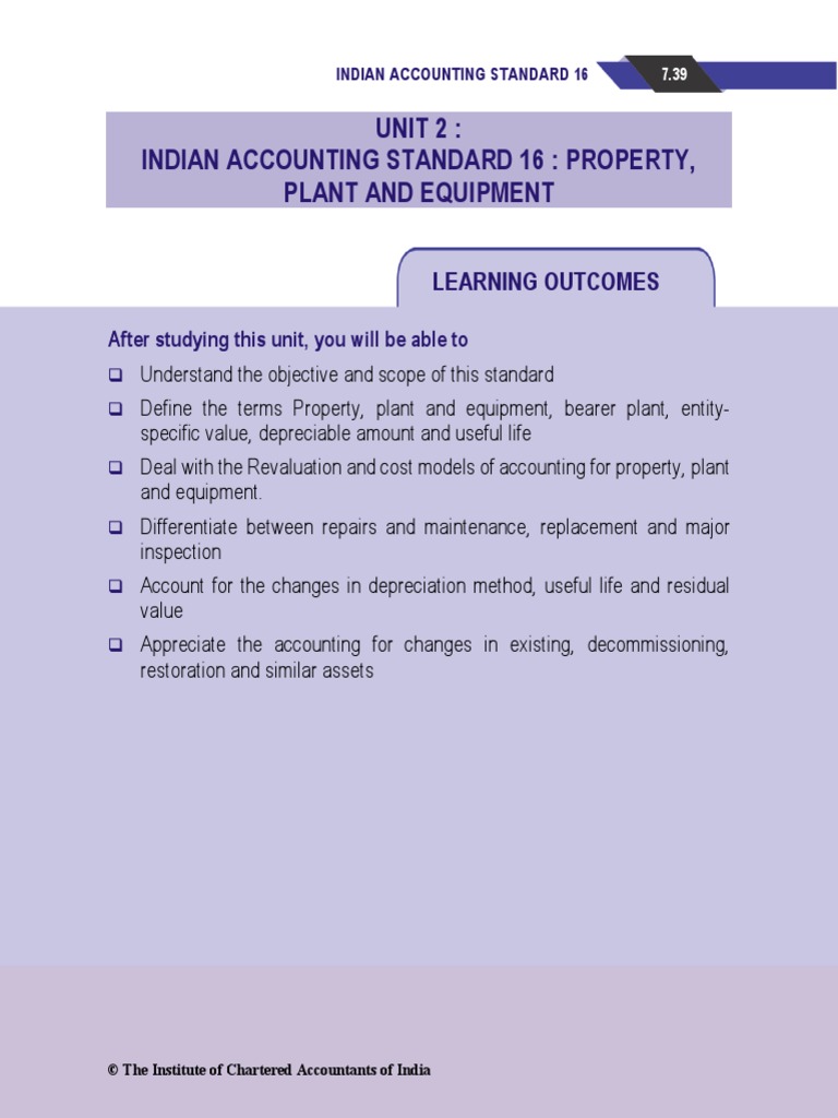 Unit 2: Indian Accounting Standard 16: Property, Plant and Equipment ...