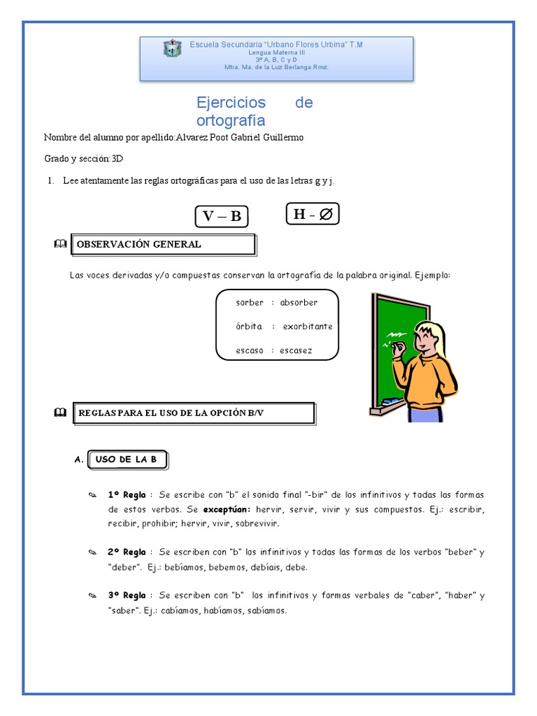 Reglas y Ejercicios de B y V | PDF | Verbo | Lingüística