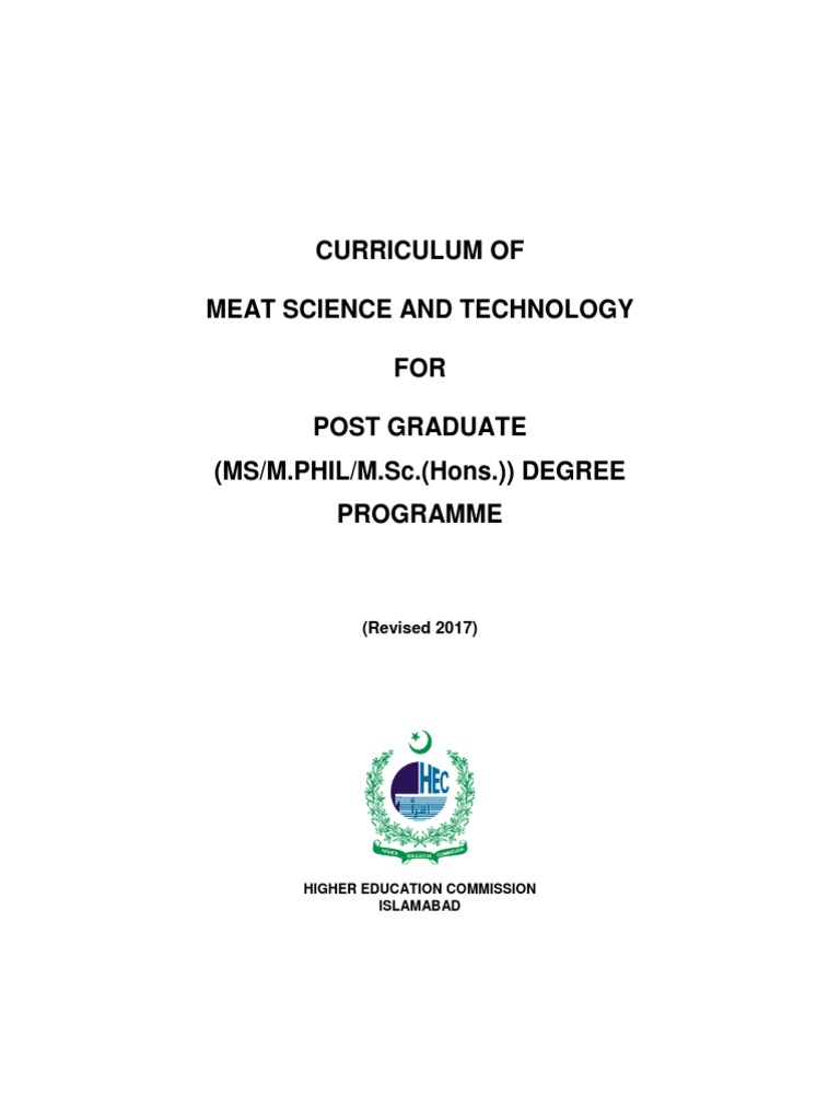 Meat Science and Technology Curriculum | PDF