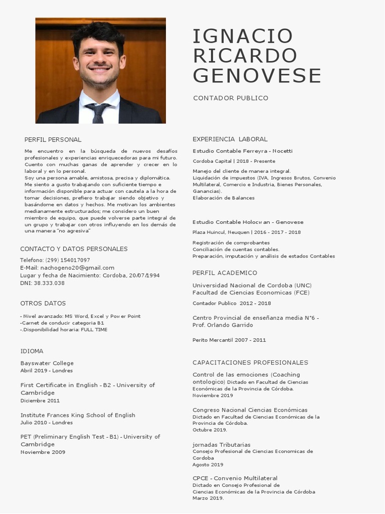 CV - Ignacio Genovese | PDF | Contador