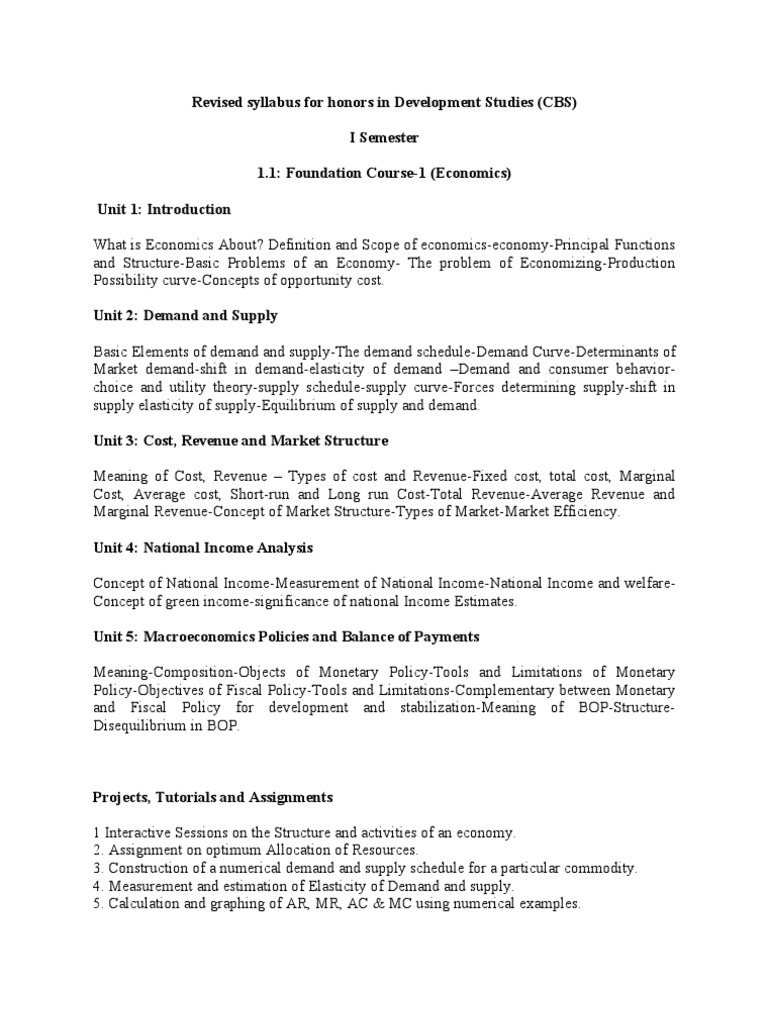 1MA Development Studies Syllabus | PDF | Economic Development | Economics