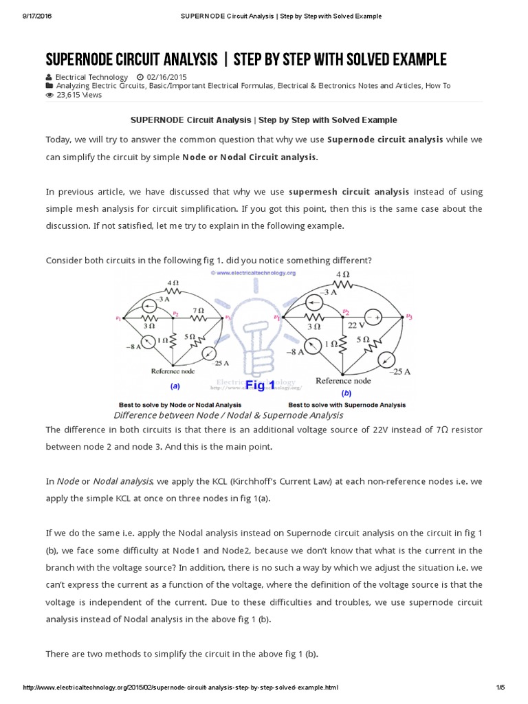 SUPERNODE Circuit Analysis (@B) | PDF | Electrical Network | Network ...