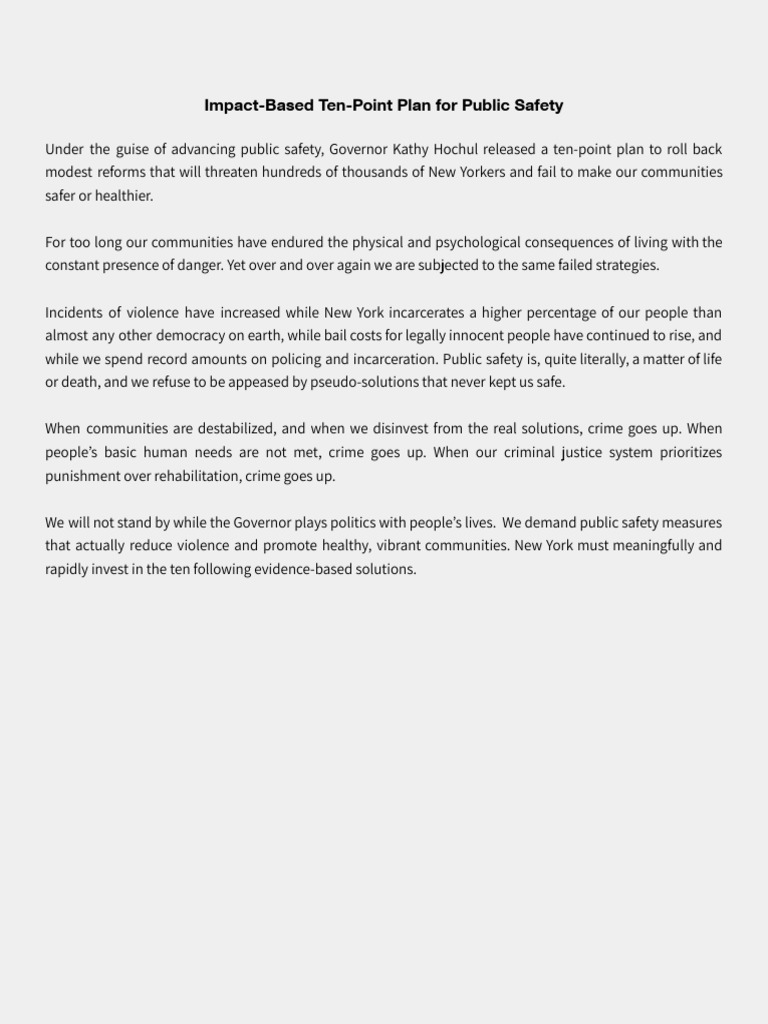 Caucus Impact-Based Ten-Point Plan For Public Safety | PDF