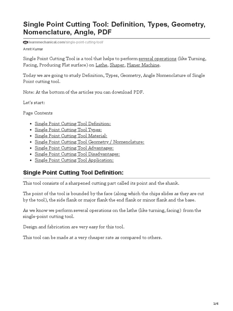 Single Point Cutting Tool: Definition, Types, Geometry, Nomenclature ...