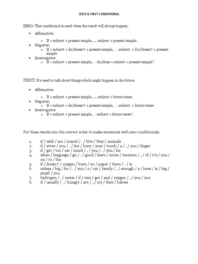 ZERO FIRST CONDITIONALS Sesion 12 | PDF | Grammar | Cognitive Science