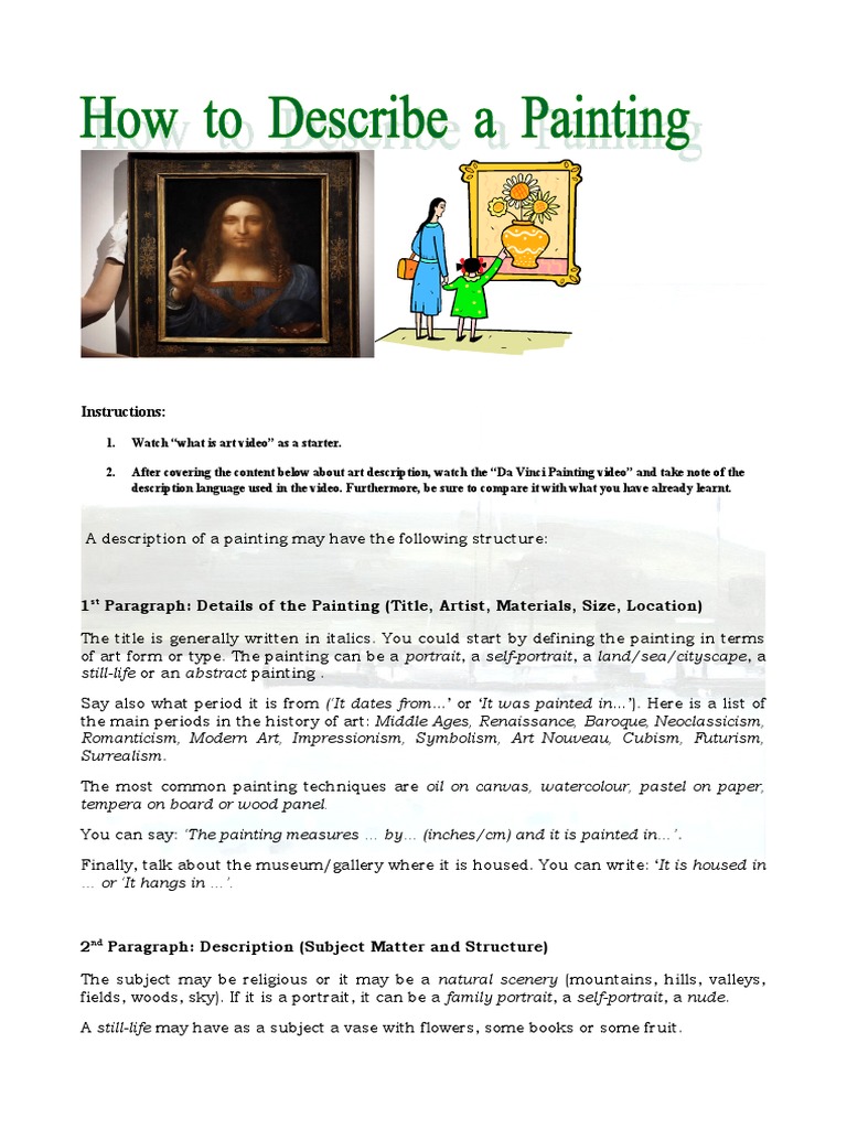 How To Describe A Painting Fun Activities Games Picture Description ...