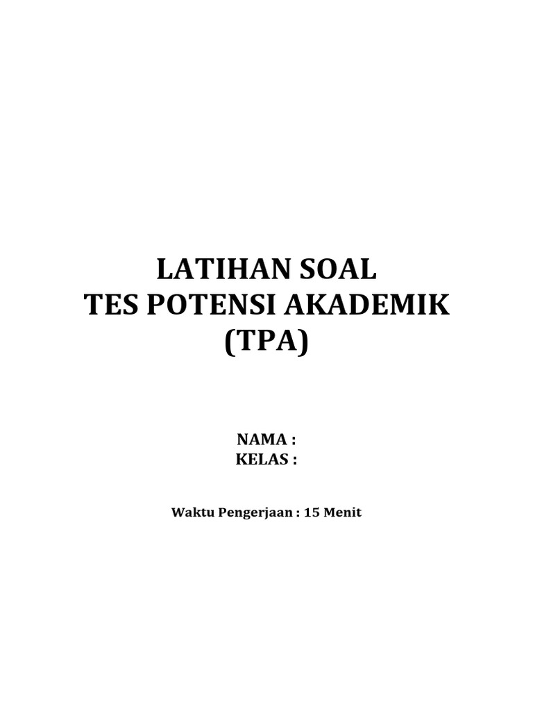 Latihan Soal Tpa Pdf