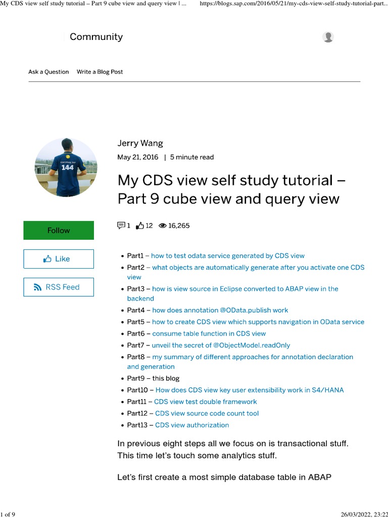 My CDS View Self Study Tutorial - Part 9 Cube View and Query View | PDF | Software Development ...
