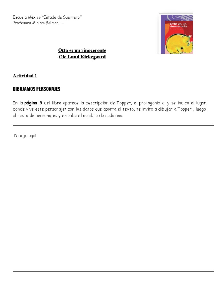 Otto Es Un Rinoceronte Actividades | PDF