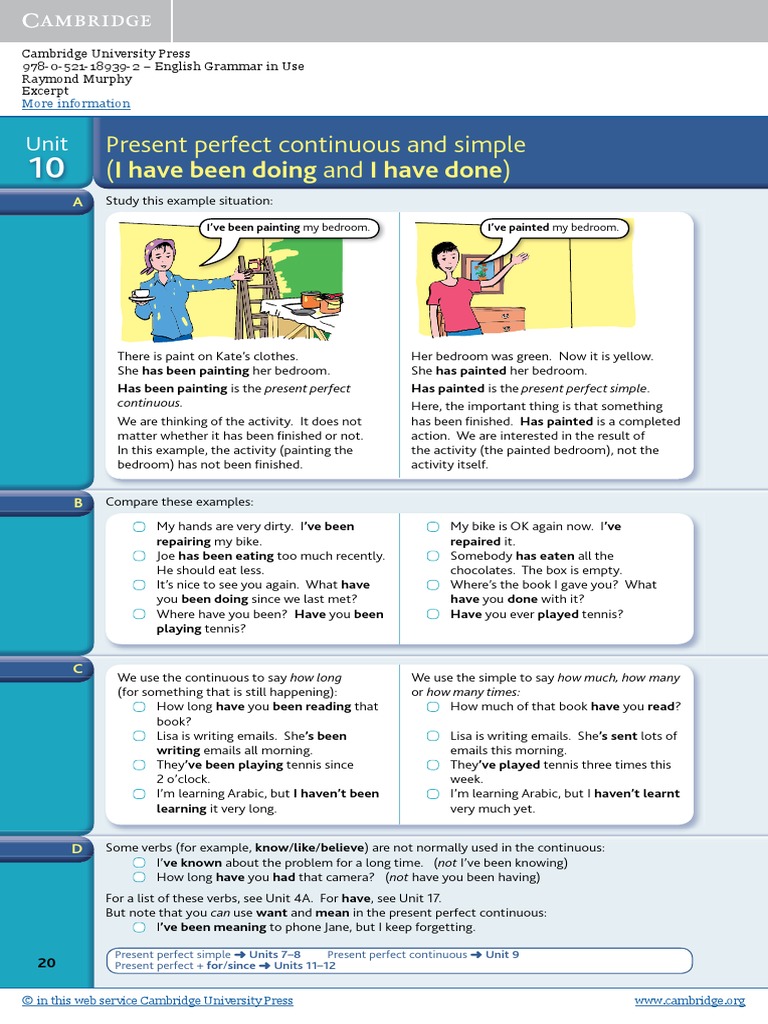 Present Perfect Continuous and Simple - Material | PDF | Grammar ...
