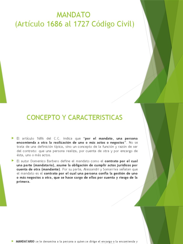 Presentación MANDATO | PDF | Derecho civil (sistema legal) | Derecho ...