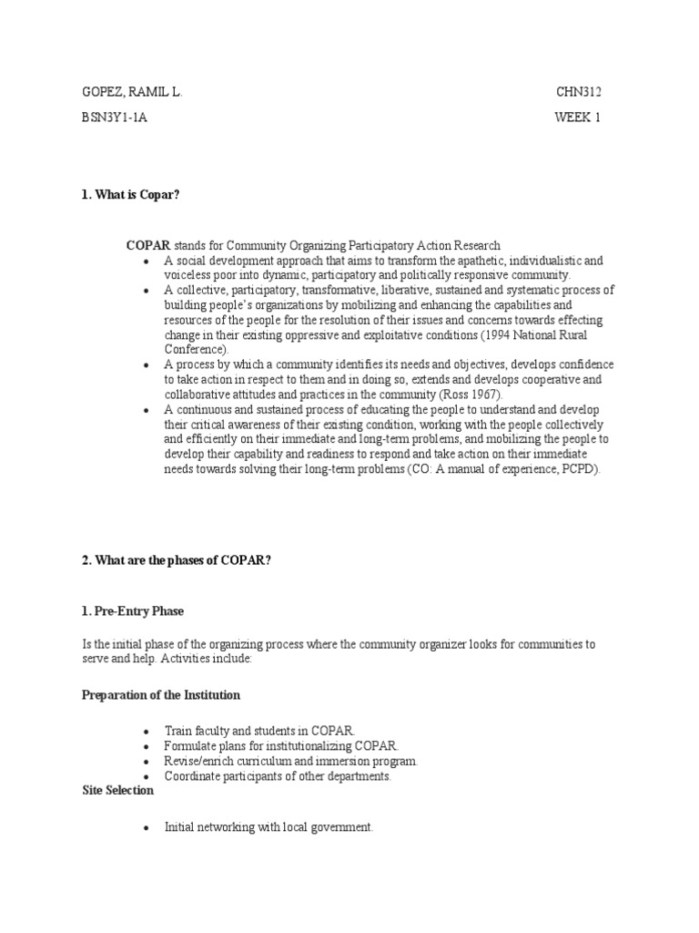What Is Copar?: COPAR Stands For Community Organizing Participatory ...