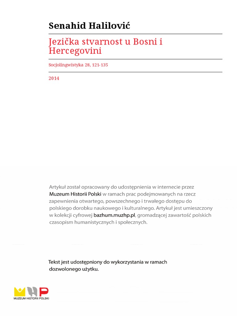 Senahid Halilović - Jezička Stvarnost U Bosni I Hercegovini | PDF