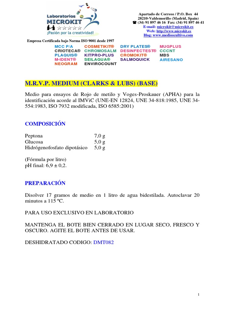 MRVP Medium | PDF | Las bacterias | Organismos