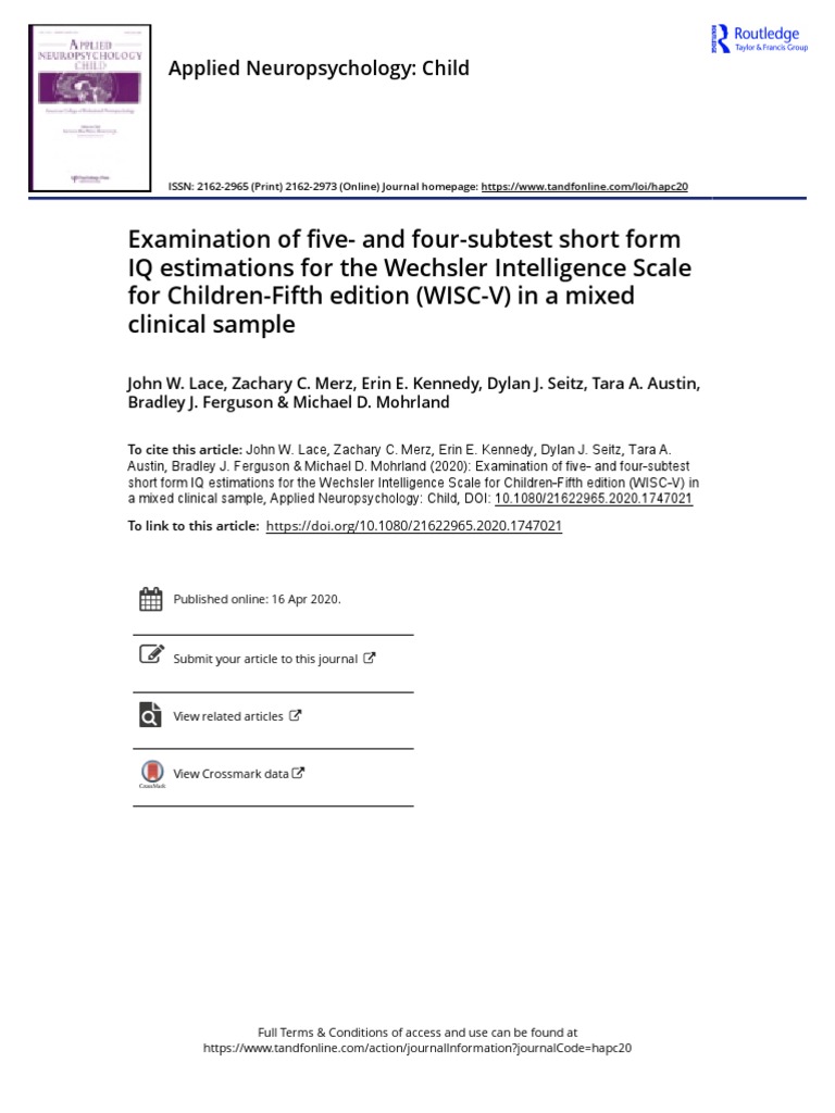 2020-Lace John W-Examination of Five - and Four-Subtest Short Form IQ ...