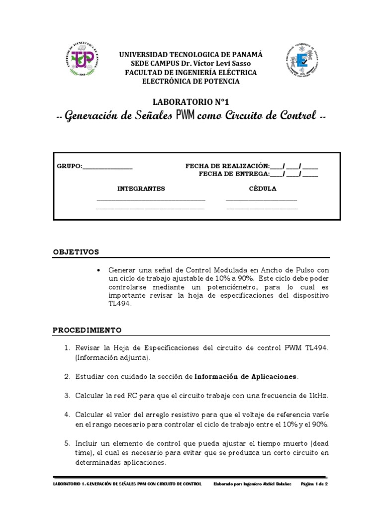 LABORATORIO 1 - Generación de Señales PWM Con Circuito de Control | PDF ... LABORATORIO 1 - Generación de Señales PWM Con Circuito de Control | PDF ...