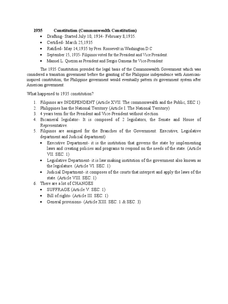 1935 Constitution (Commonwealth Constitution) | PDF