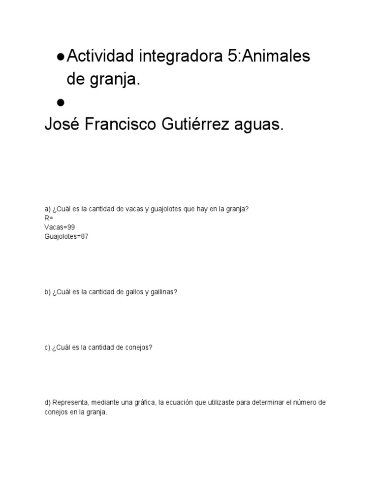 Actividad Integradora 5-Animales de Granja | PDF