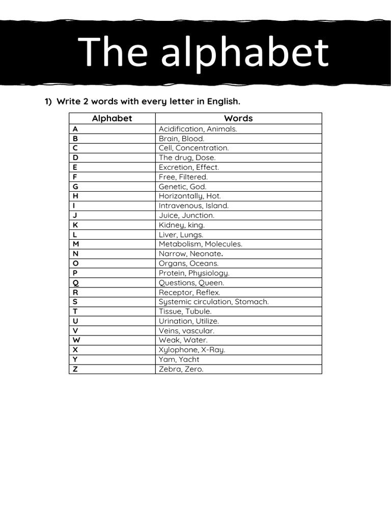 Write 2 Words With Every Letter in English | PDF