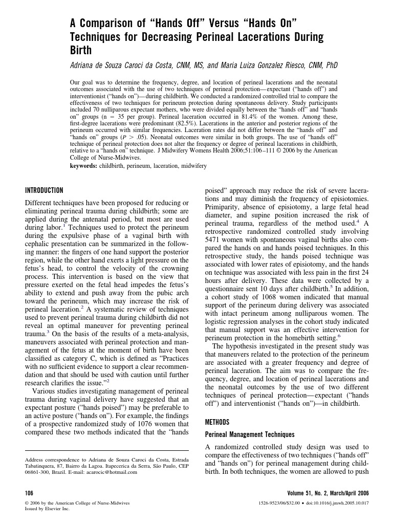 Hands On Vs Hands Off | PDF | Childbirth | Female Mammals