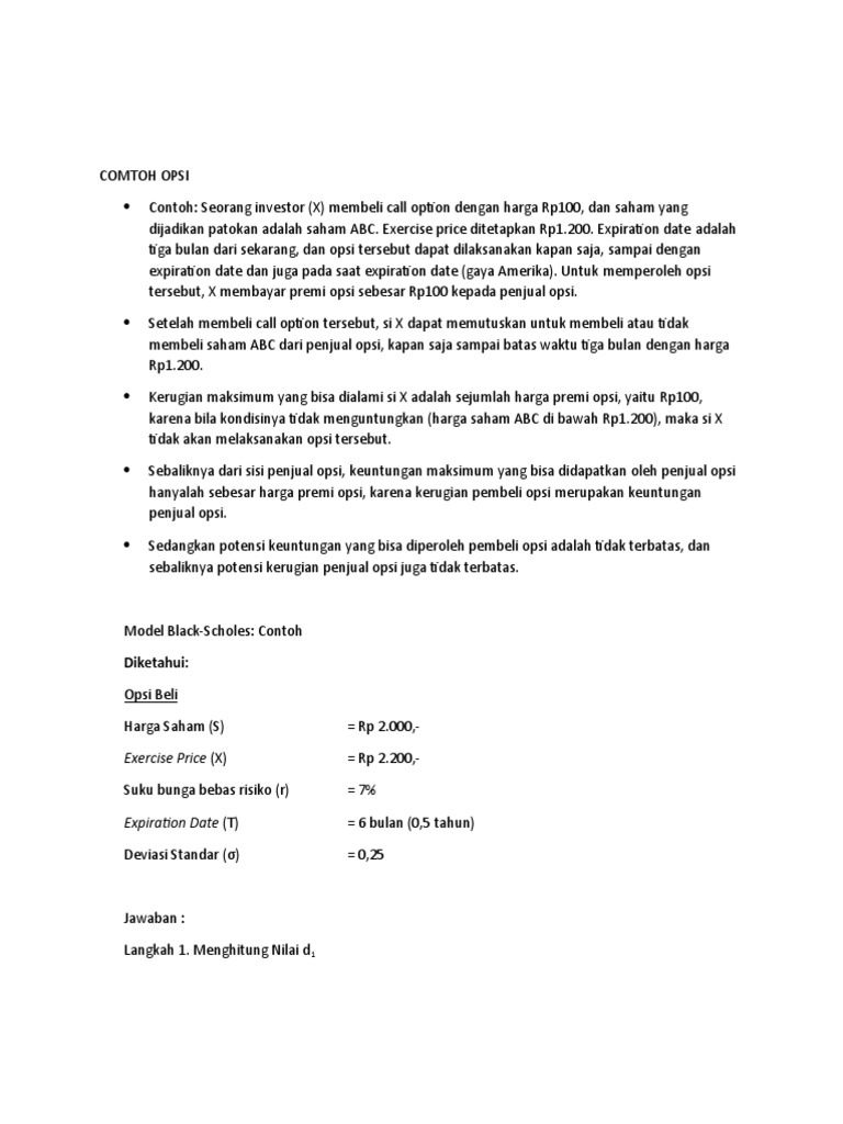 Contoh Derivatif Keuangan dan Opsi | PDF | Pengelolaan Keuangan & Uang