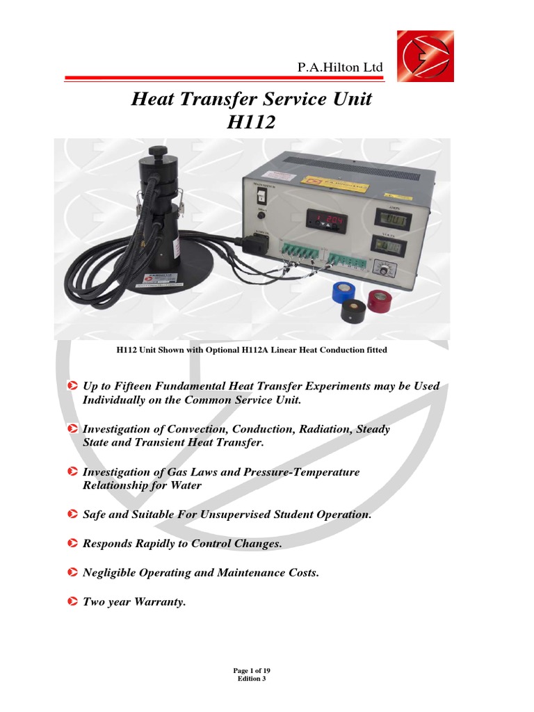 Heat Transfer Service Unit H112: P.A.Hilton LTD | PDF
