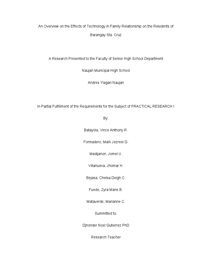 Chapter One (Background of The Study) | PDF | Behavior | Science