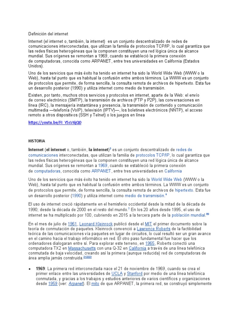 Definición Del Internet | PDF | Redes de computadoras | Informática