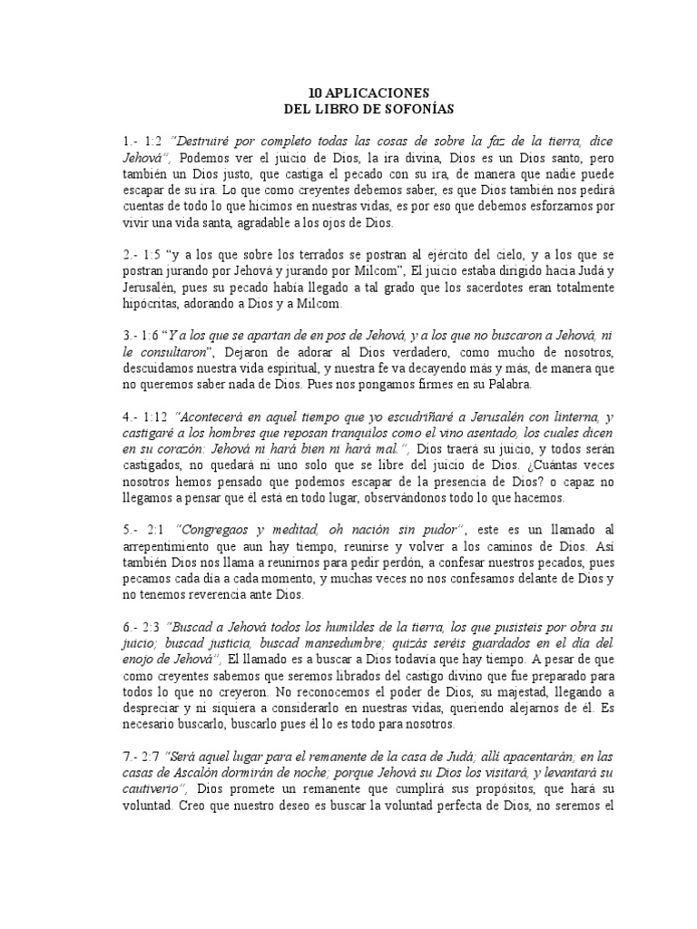 10 Aplicaciones de Sofonías | PDF | Pecado | Dios