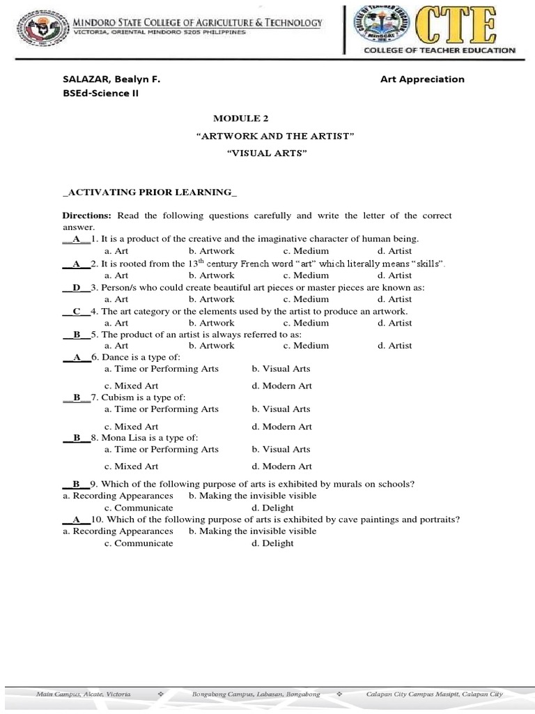 SALAZAR, Bealyn F. (Art Appreciation Module #2) | PDF | Paintings | Modern Art