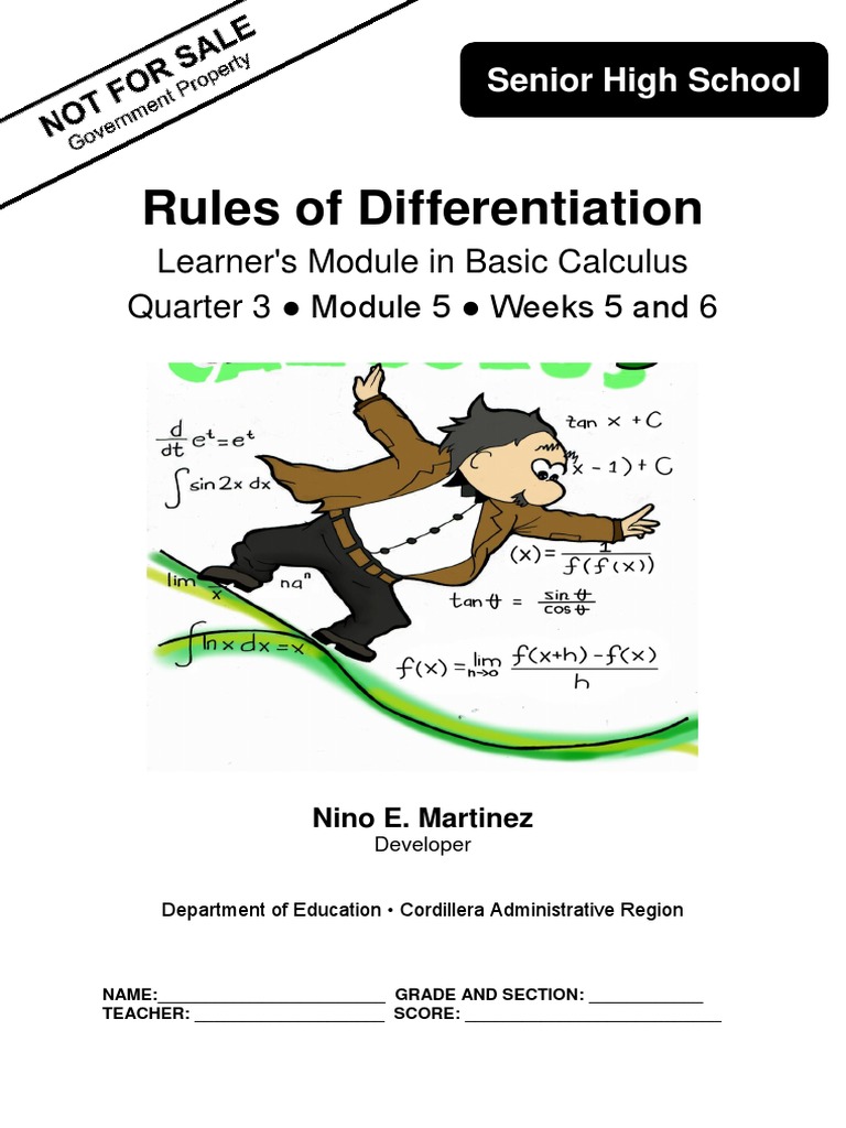 Rules Of Differentiation Learners Module In Basic Calculus Quarter 3