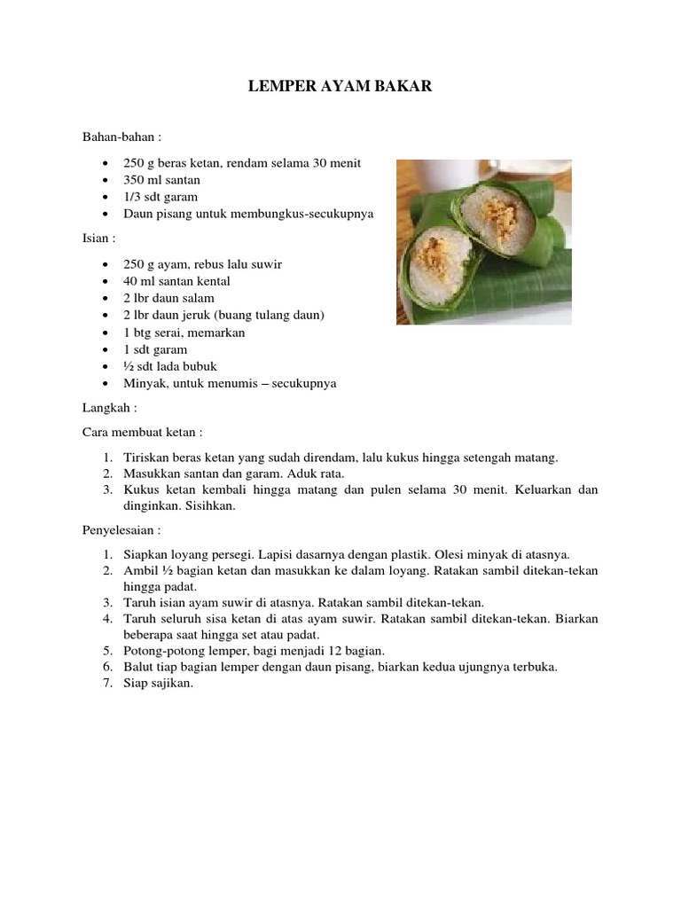 Resep Lemper Dan Lalampa | PDF