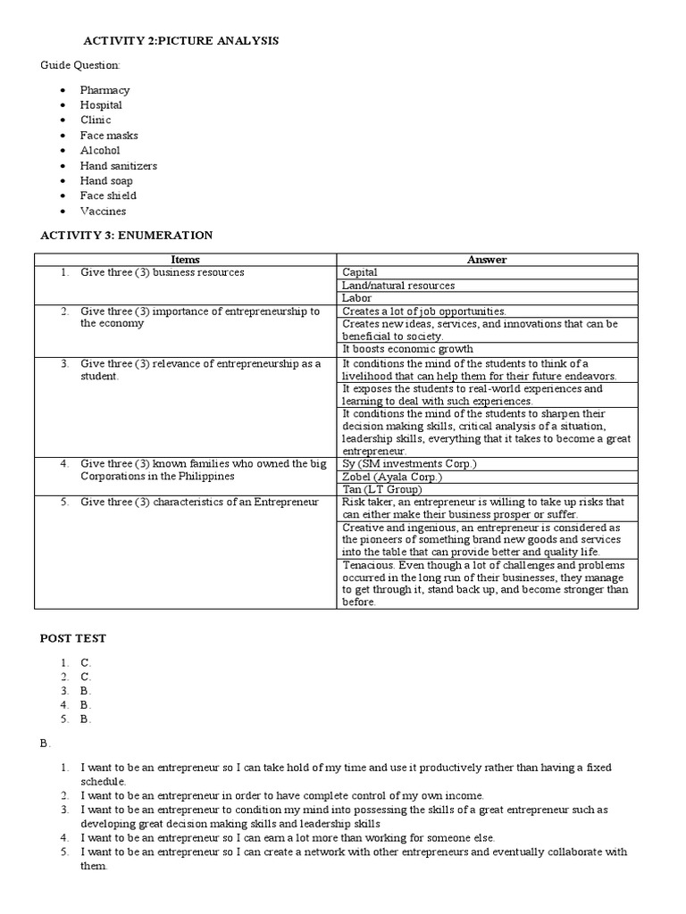 Activity 2:picture Analysis | PDF | Entrepreneurship | Economies