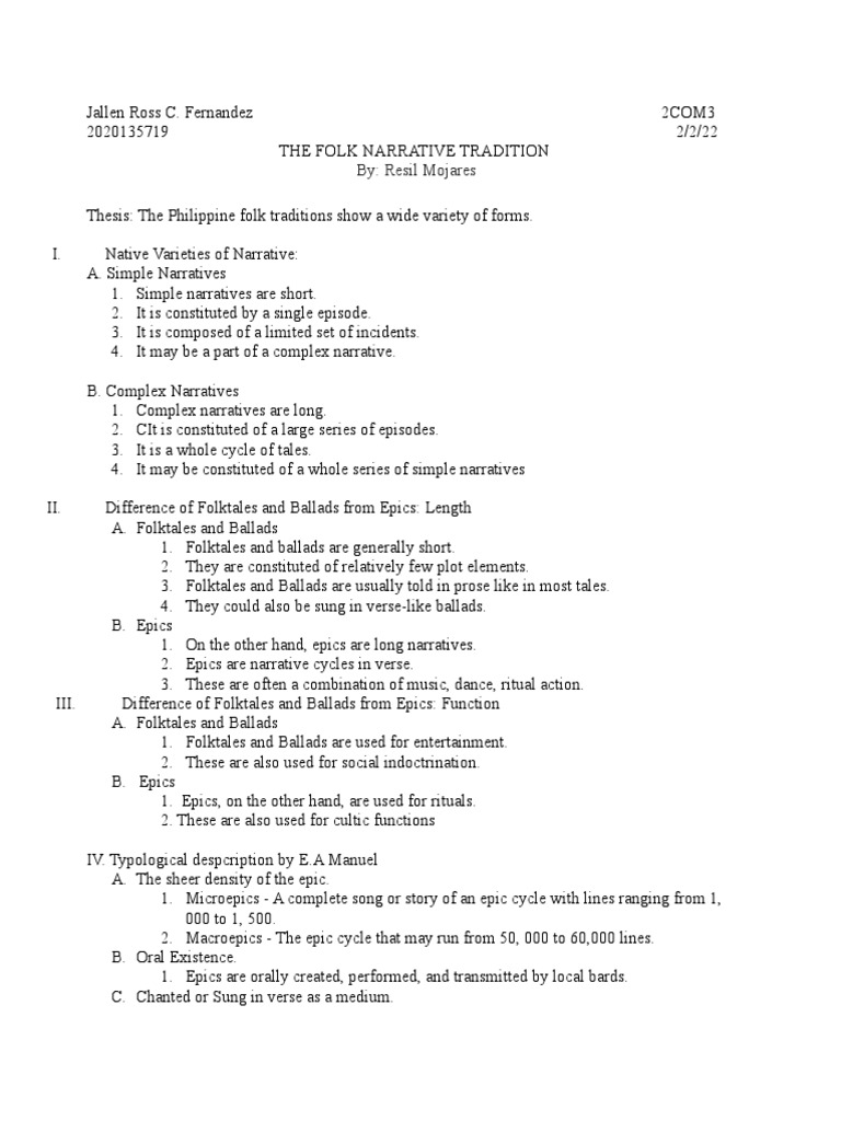 Philippine Folk Narrative Forms | PDF | Narrative | Folklore