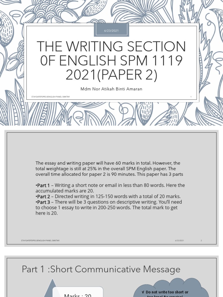 THE WRITING SECTION 0F English SPM PART 1 | PDF | Ellipsis | English ...