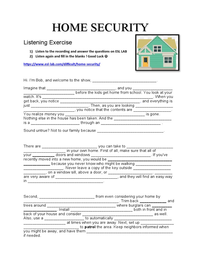 Home Security Esl Lab Information Gap Activities - 131343 | PDF