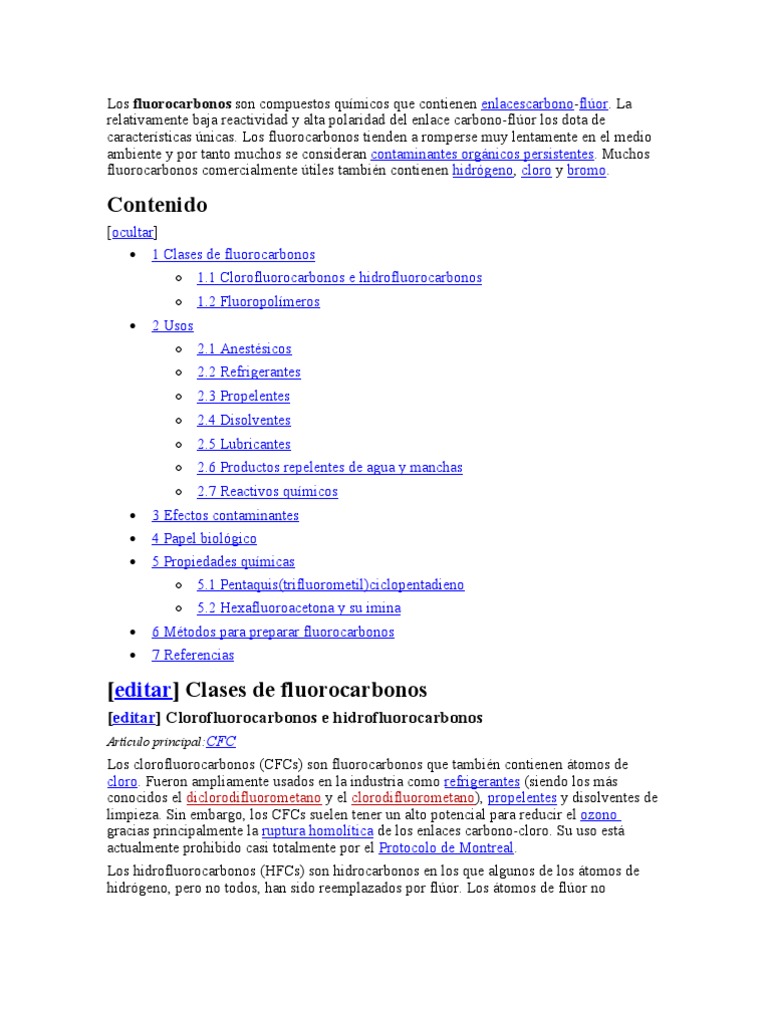 Los Fluorocarbonos Son Compuestos Químicos Que Contienen Enlaces Carbono | PDF | Química Física ...